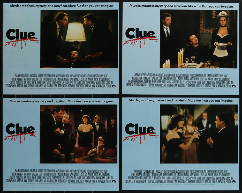 Clue Movie Poster 1985 Lobby Card Set of 8 (11x14)