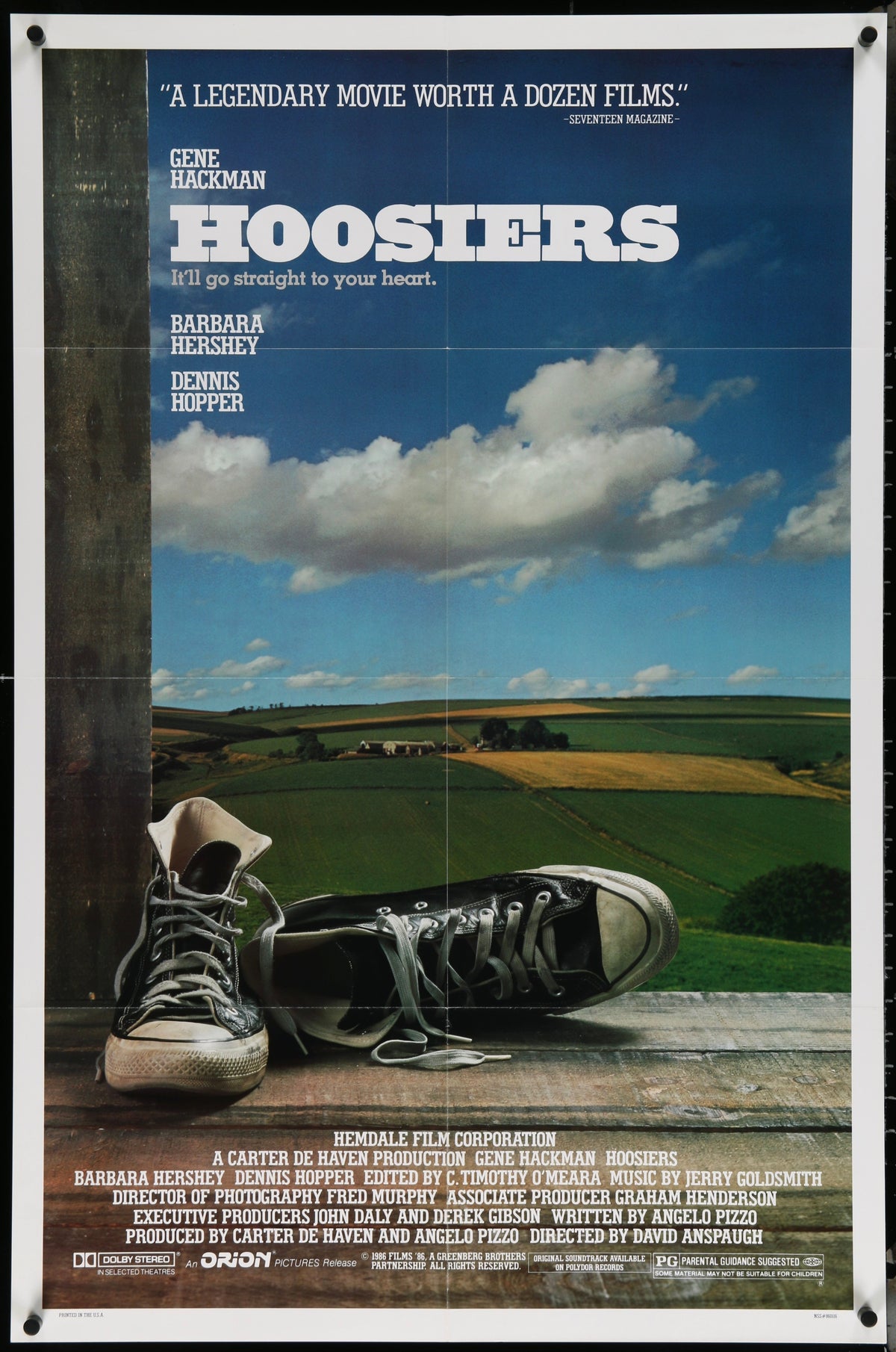 Hoosiers Movie Poster 1986 1 Sheet (27x41)