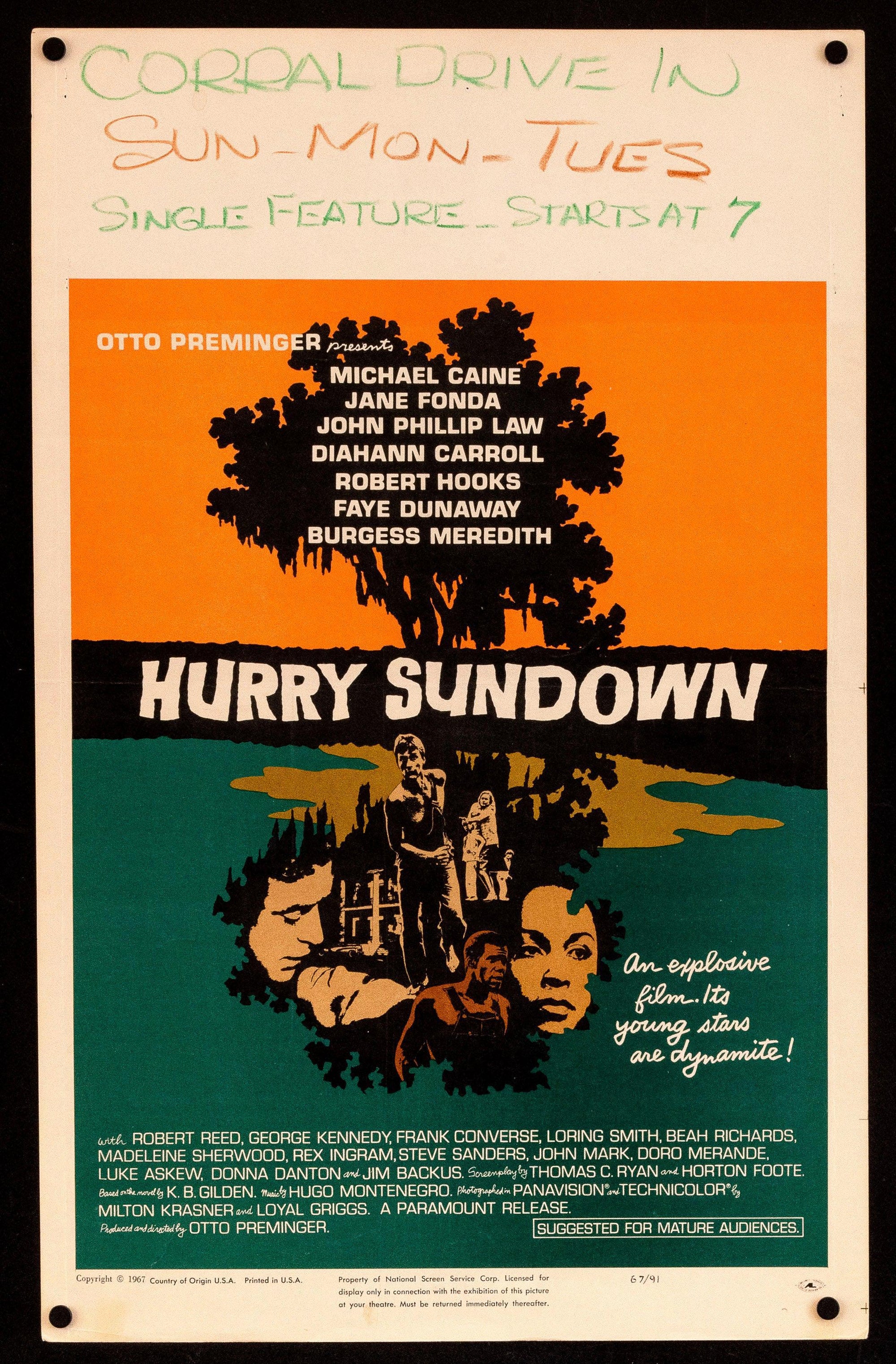 Hurry Sundown Movie Poster 1967 Window Card (14x22)