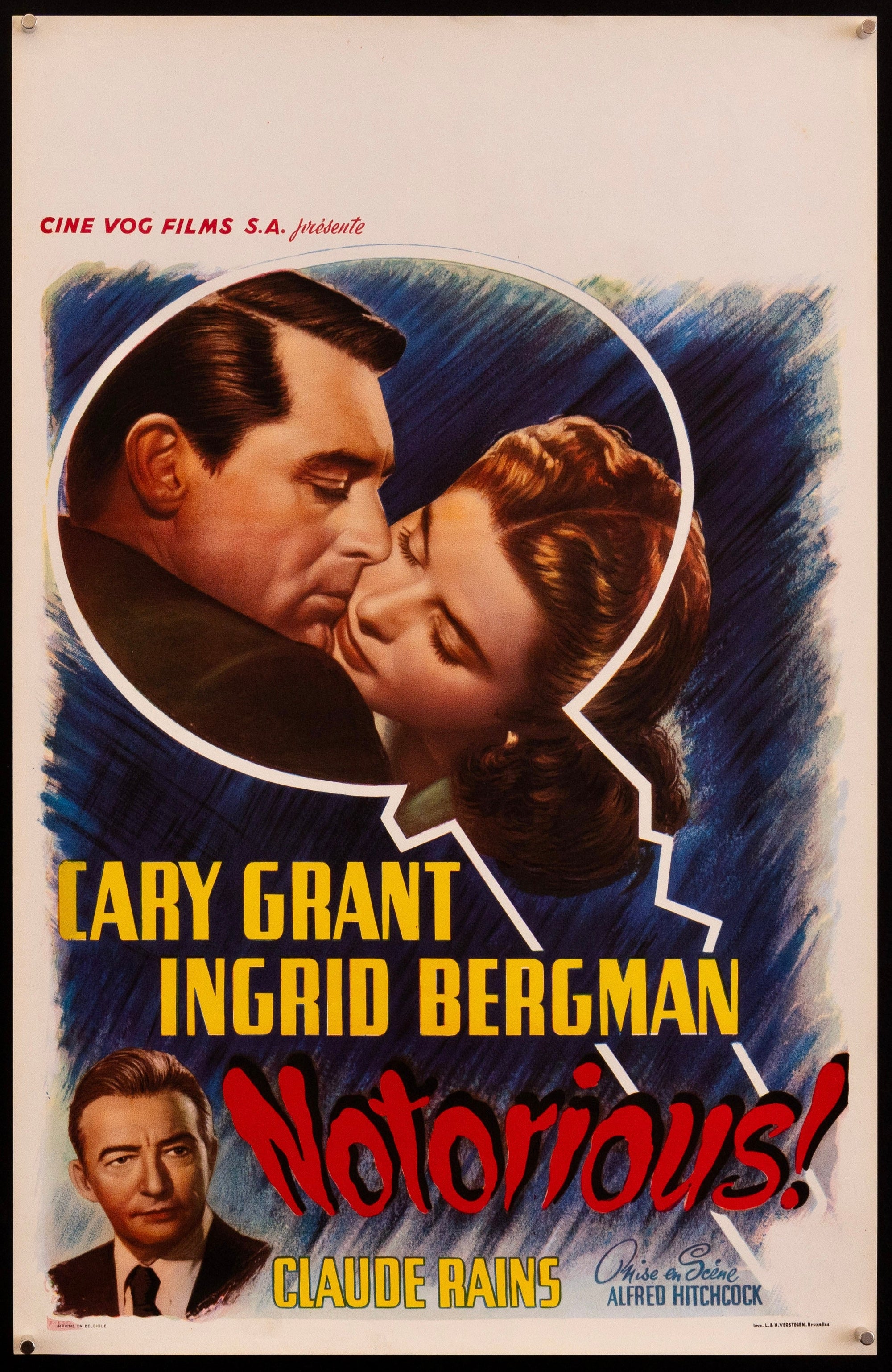 Notorious Movie Poster 1950 S Ri Belgian 14x22