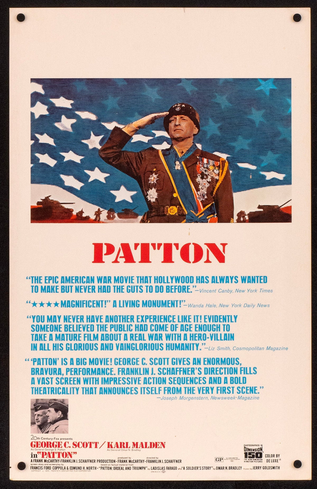 Patton Movie Poster 1970 Window Card (14x22)