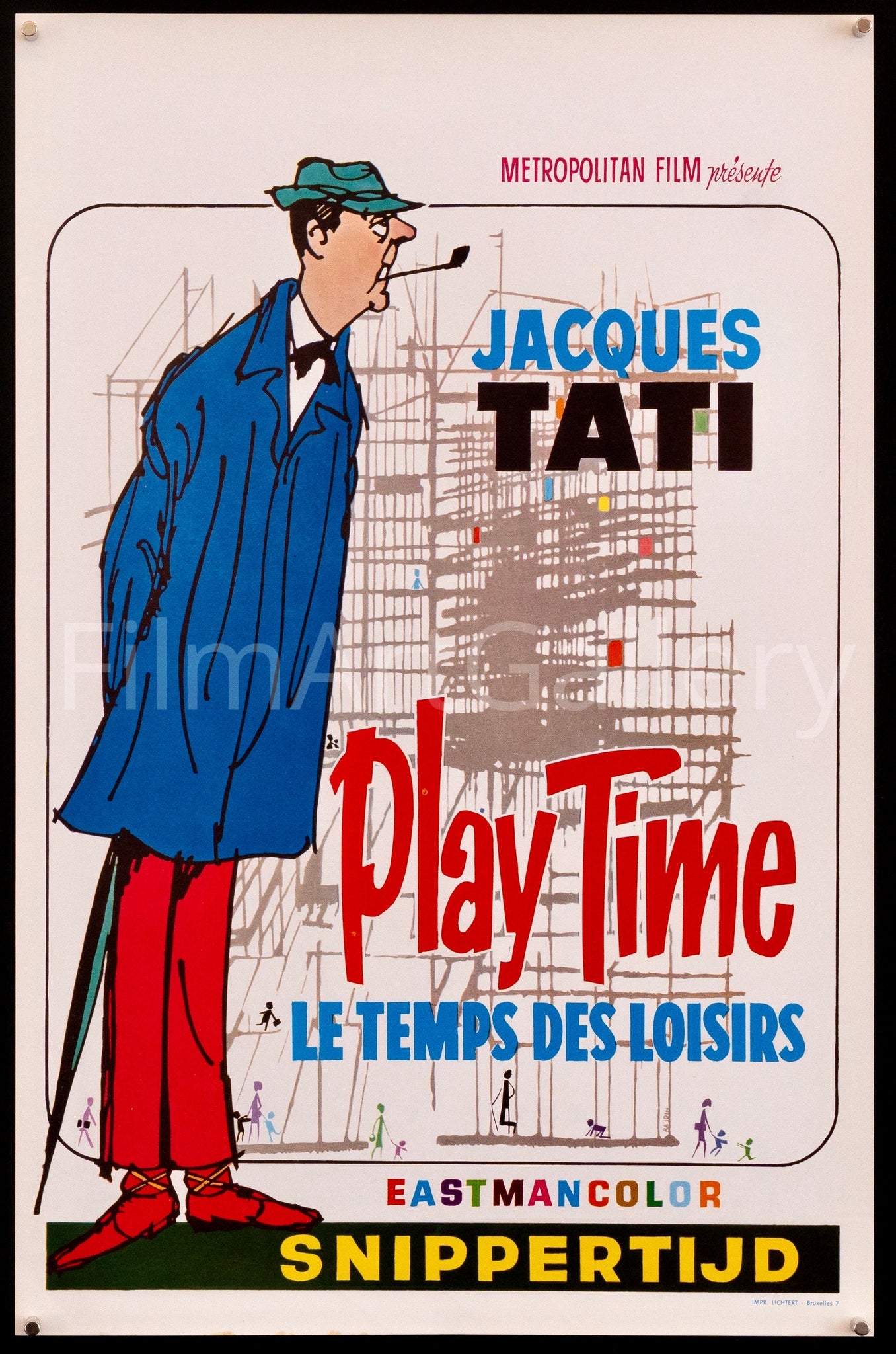 Play Time Movie Poster 1970's ri Belgian (14x22) - Film Art Gallery