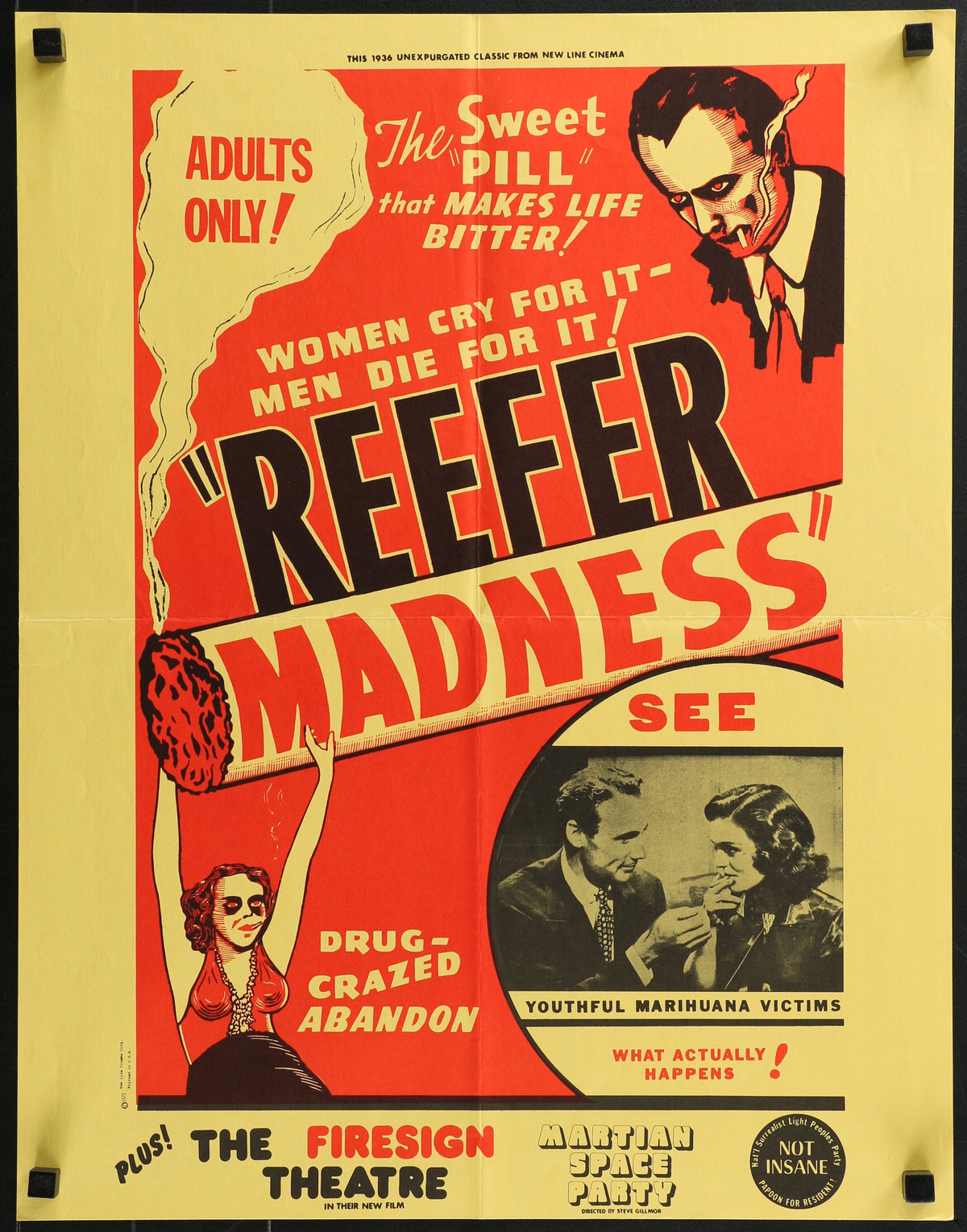 Reefer Madness Movie Poster 1972 RI 17x22