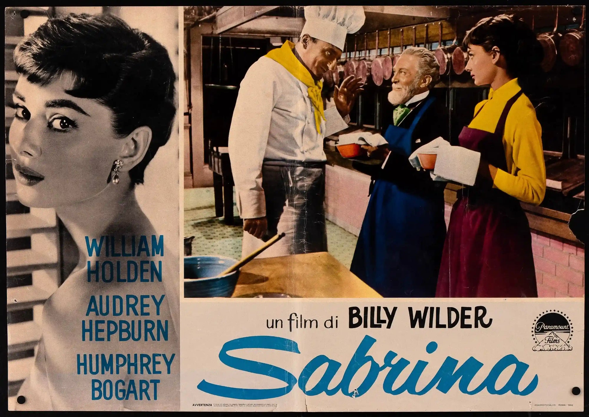 Sabrina Movie Poster 1962 RI Italian Photobusta (18x26)