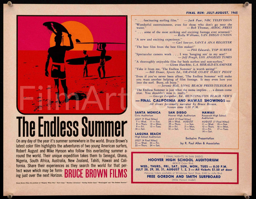 The Endless Summer Movie Poster 1965 8x11