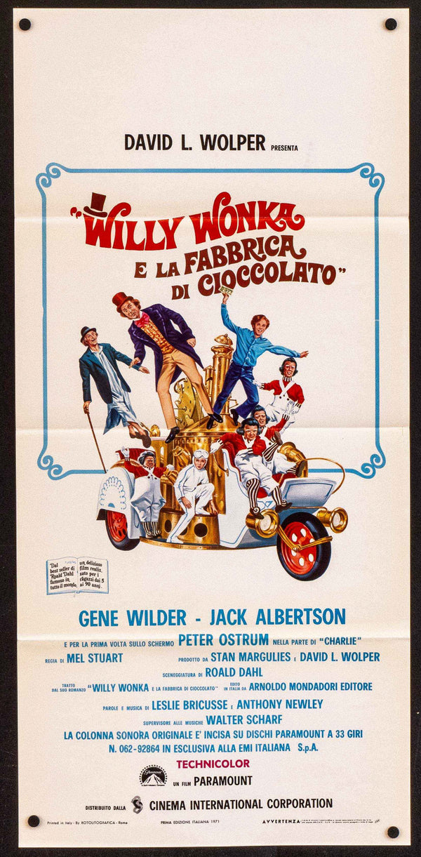Willy Wonka and the Chocolate Factory Movie Poster 1971 Italian