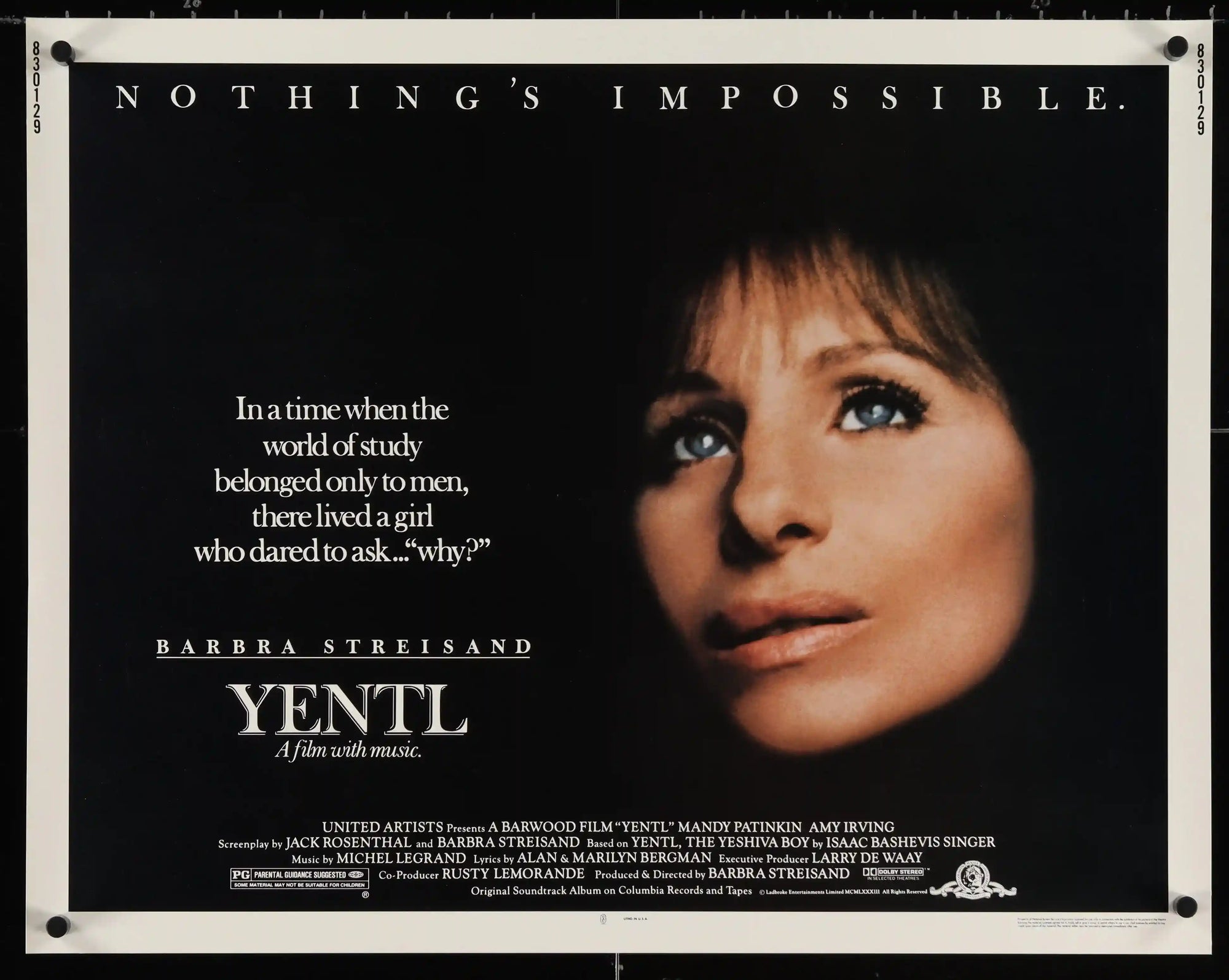 Yentl Movie Poster 1983 Half Sheet (22x28)
