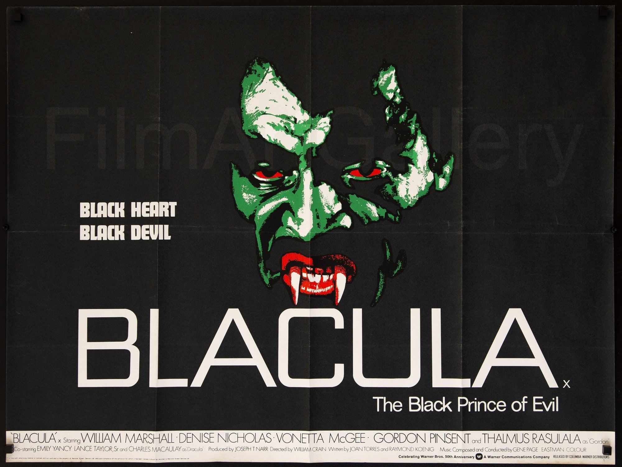 Blacula Movie Poster 1972 British Quad (30x40)
