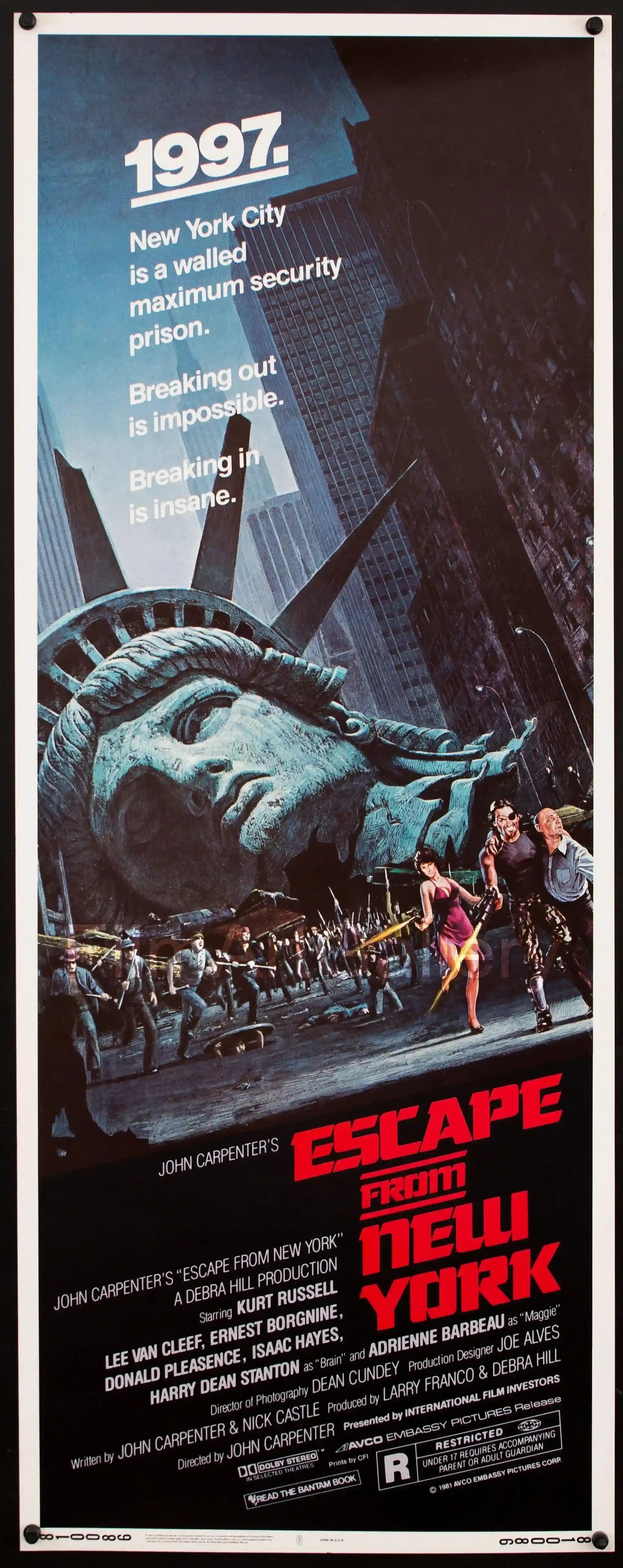Escape From New York Movie Poster 1981 Insert (14x36)