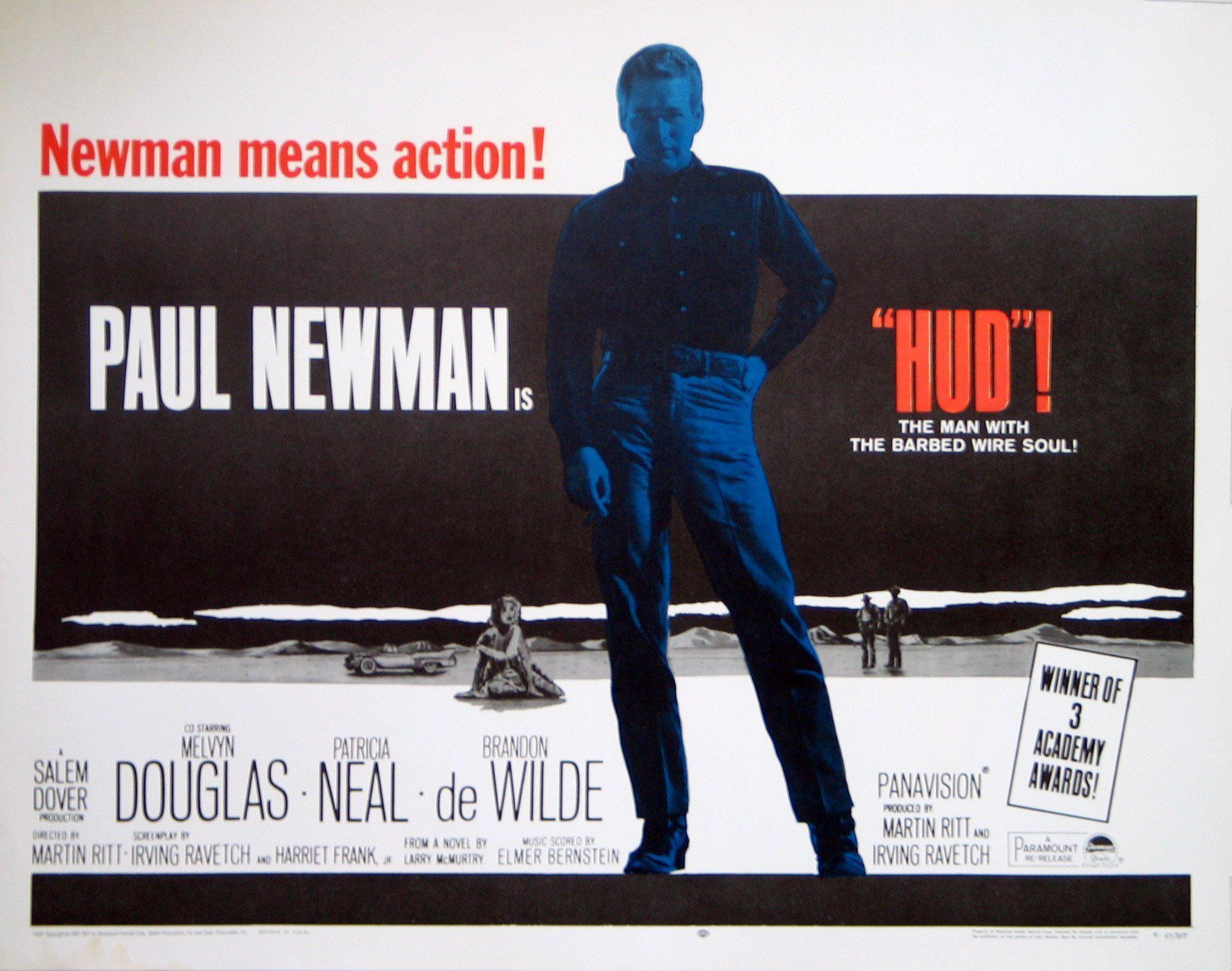 Hud Movie Poster 1967 RI Half sheet (22x28)