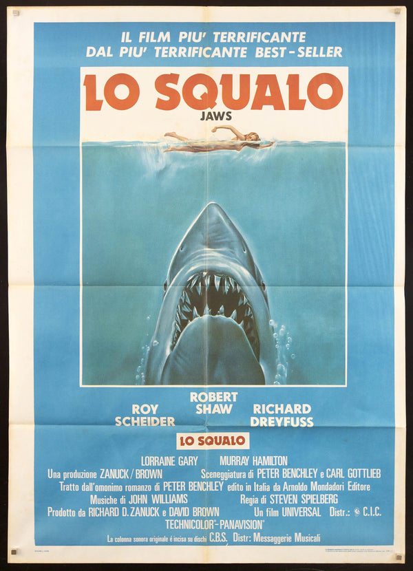 Jaws Movie Poster 1970's RI Italian 2 Foglio (39x55)