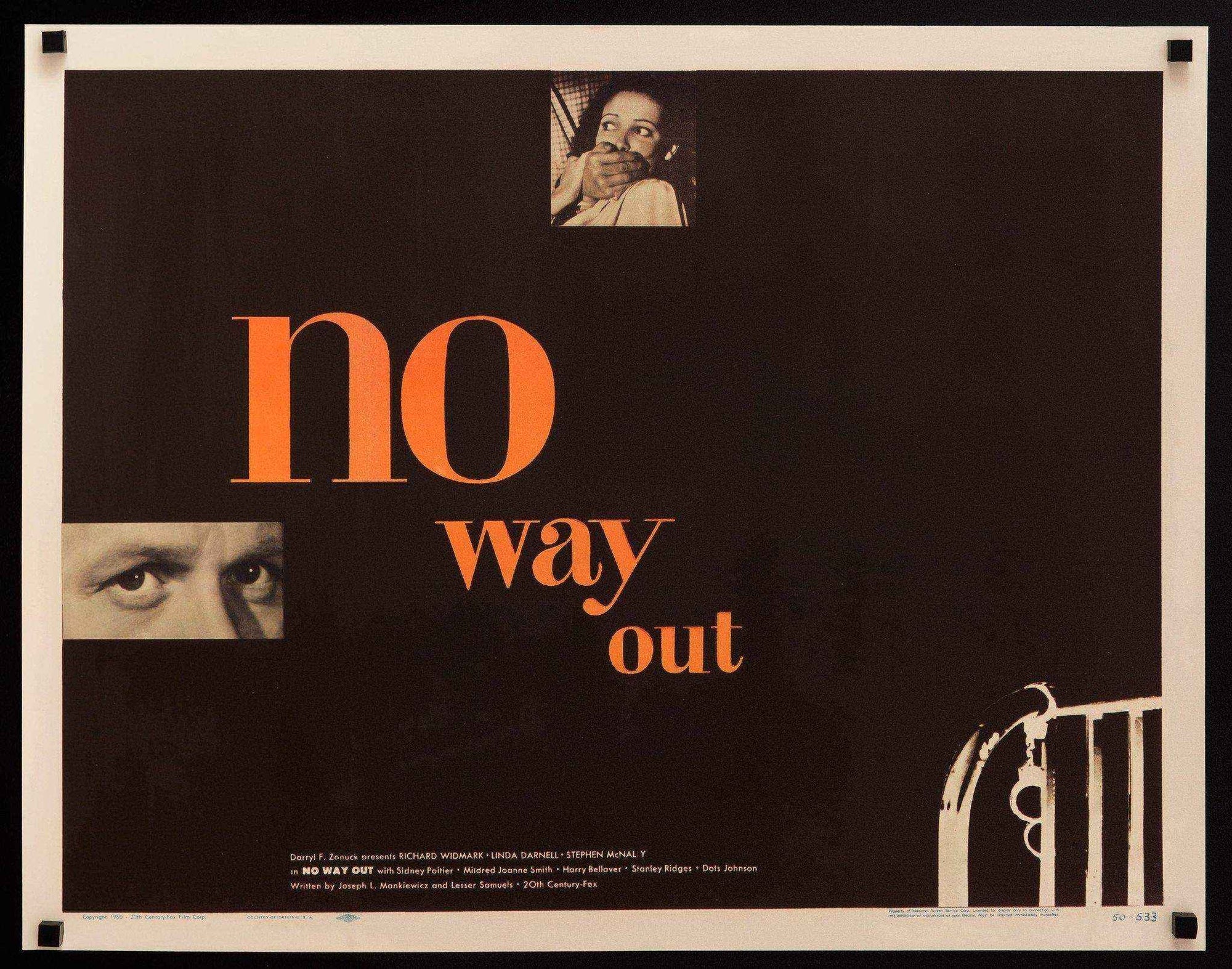 No Way Out Movie Poster 1950 Half Sheet (22x28)