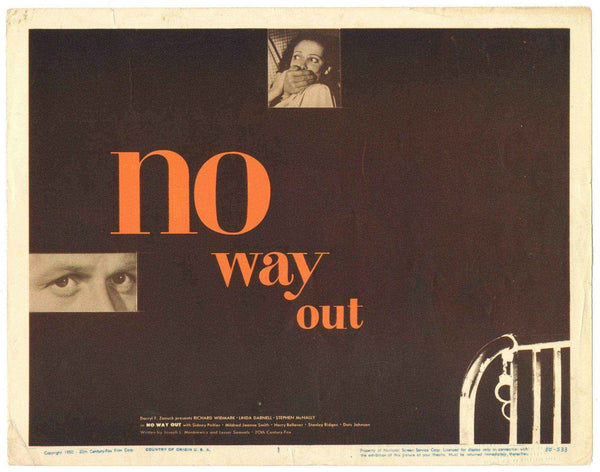No Way Out Movie Poster 1950 11x14