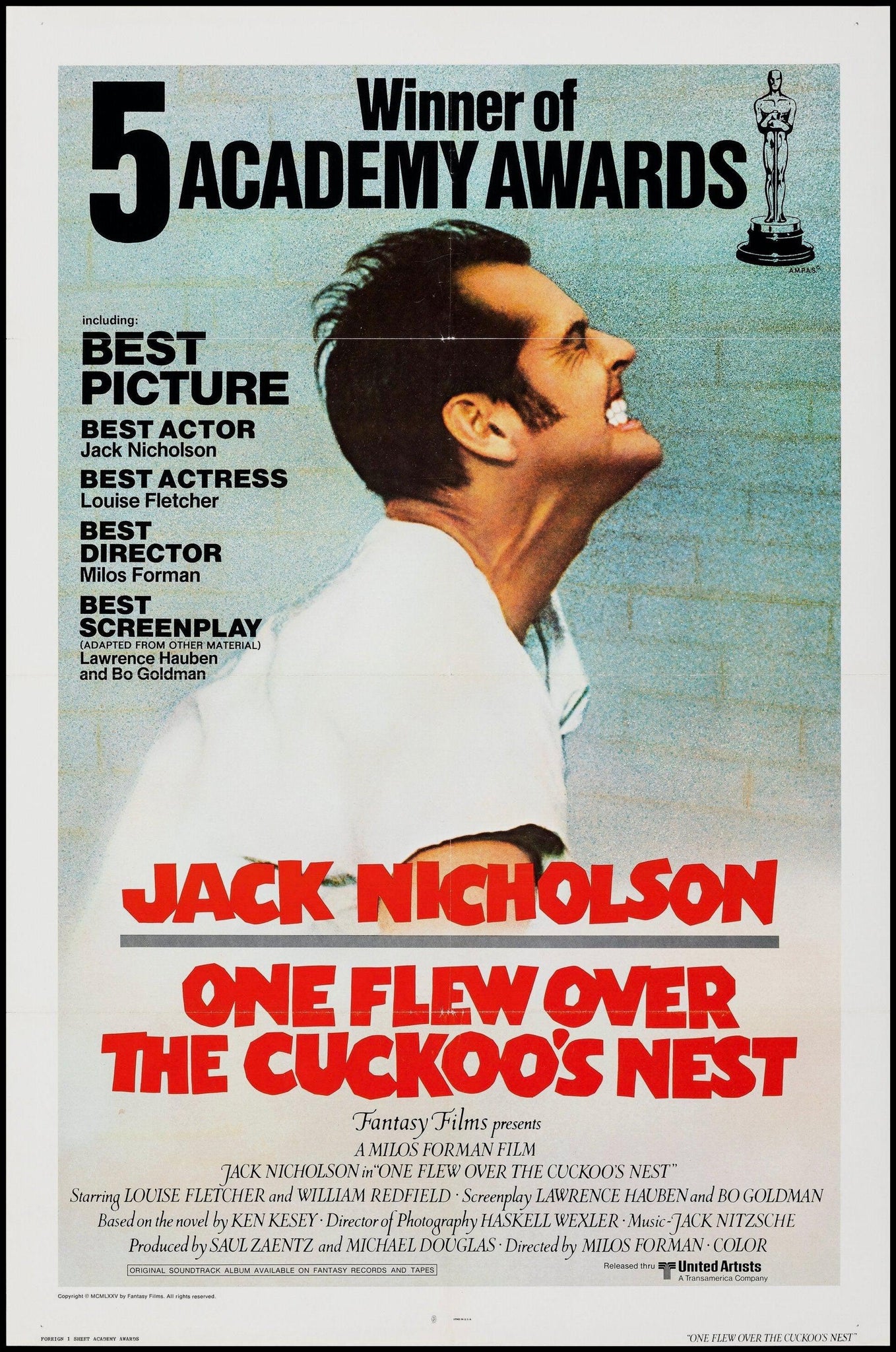 One Flew Over the Cuckoo's Nest Movie Poster 1976 1 Sheet (27x41 ...