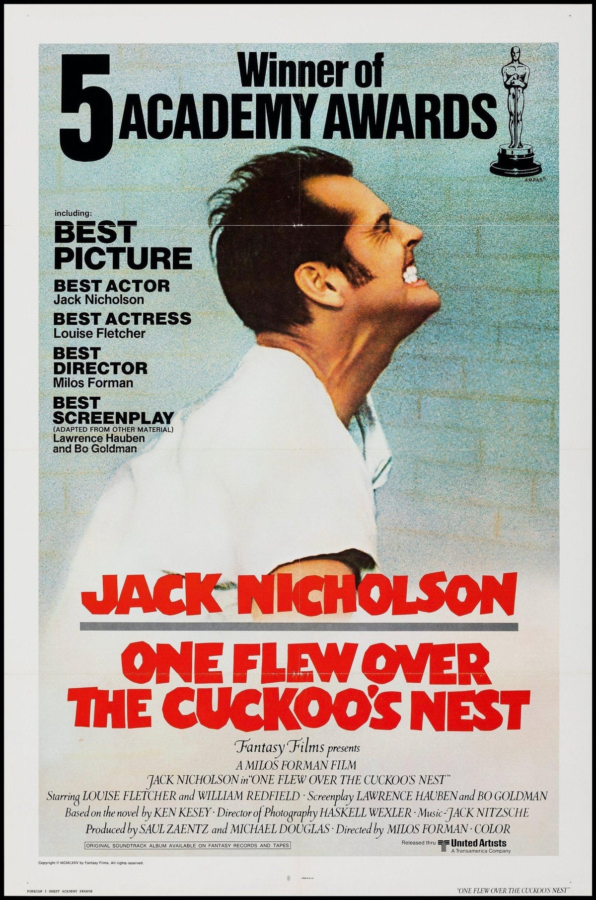 One Flew Over the Cuckoo's Nest Movie Poster 1976 1 Sheet (27x41)