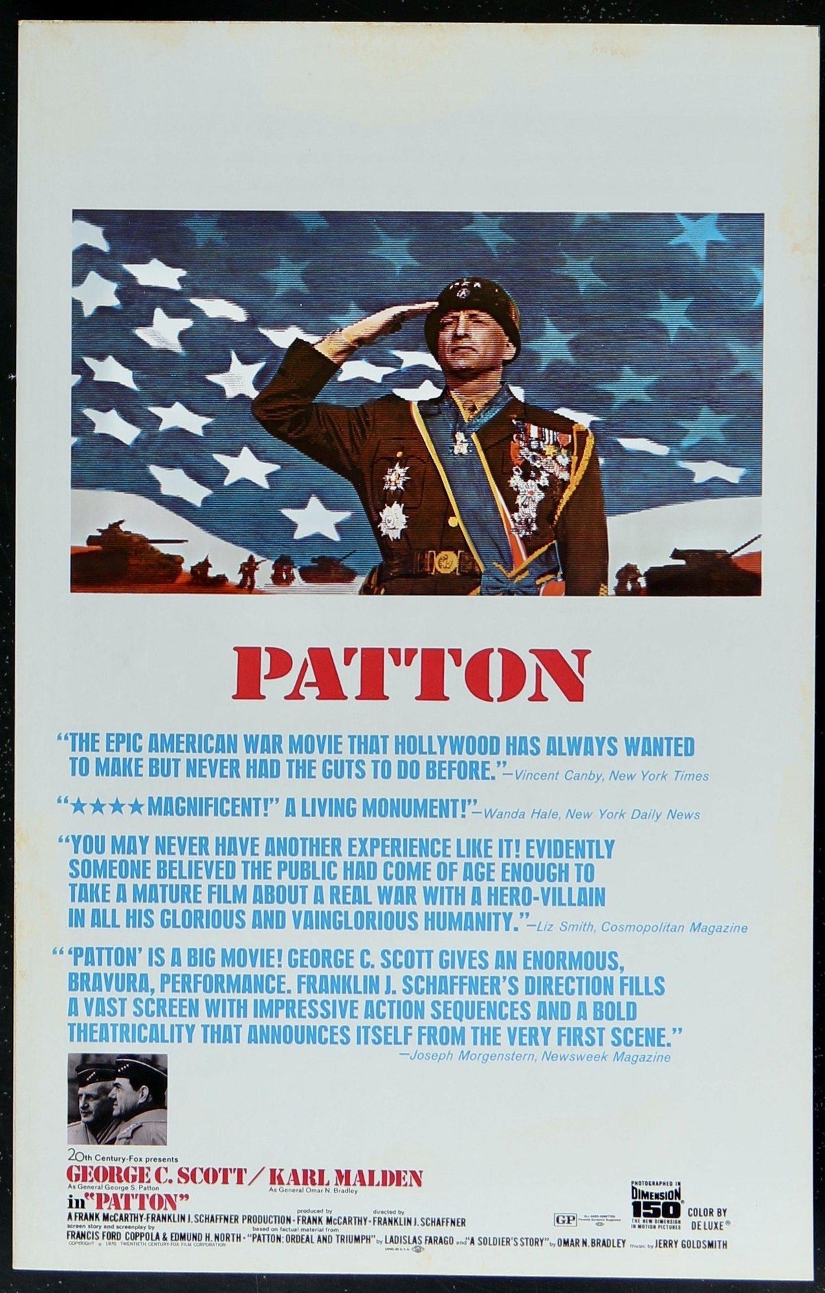 Patton Movie Poster 1970 Window Card (14x22)