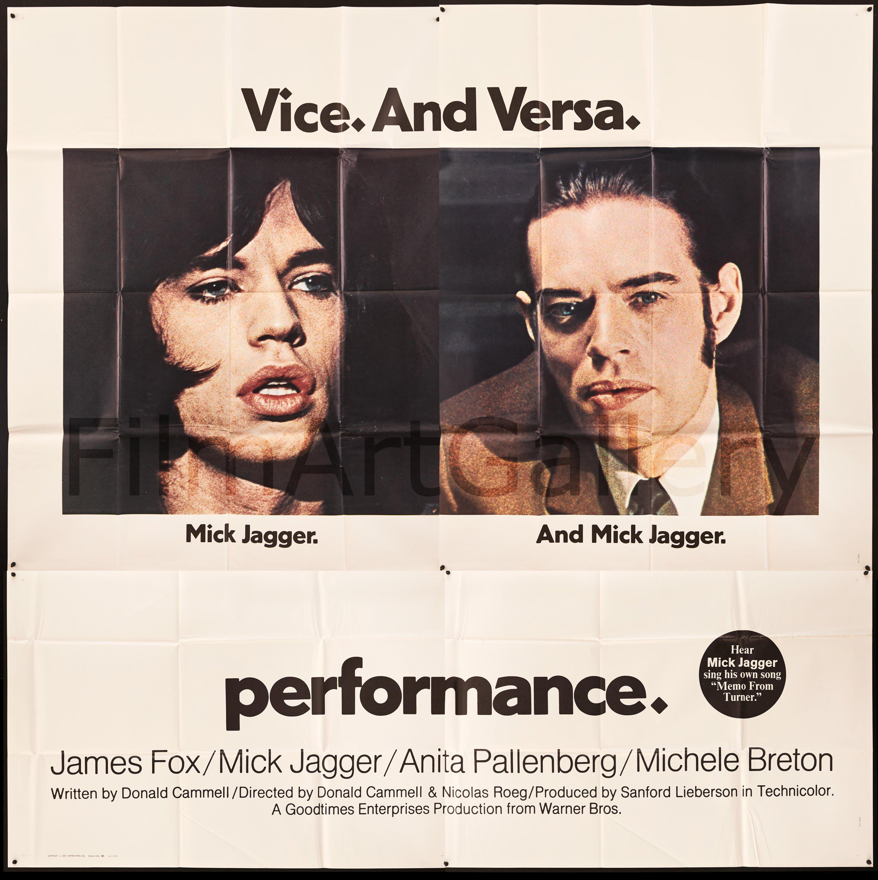 Performance Movie Poster 1970 6 Sheet (81x81)