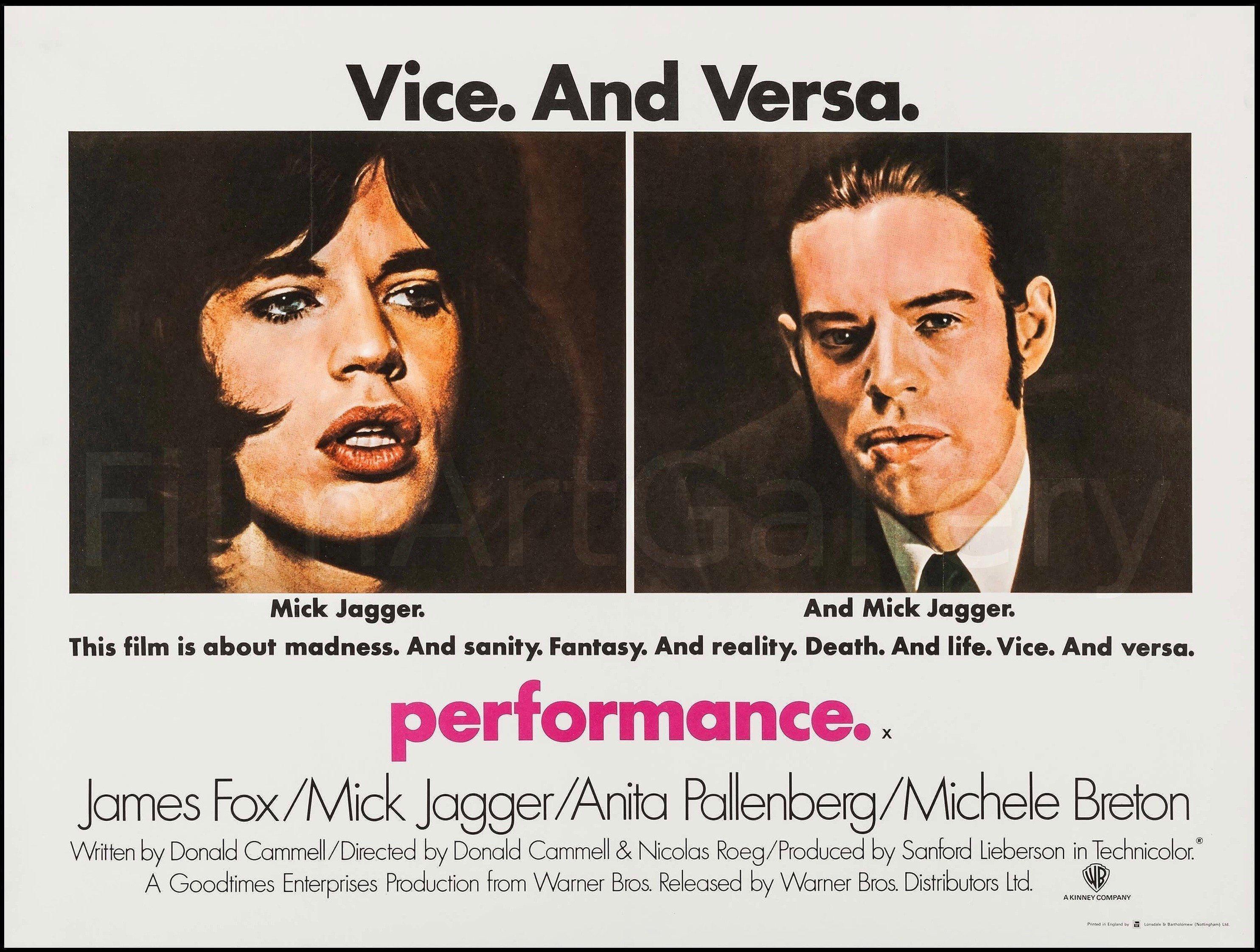 Performance Movie Poster 1970 British Quad (30x40)