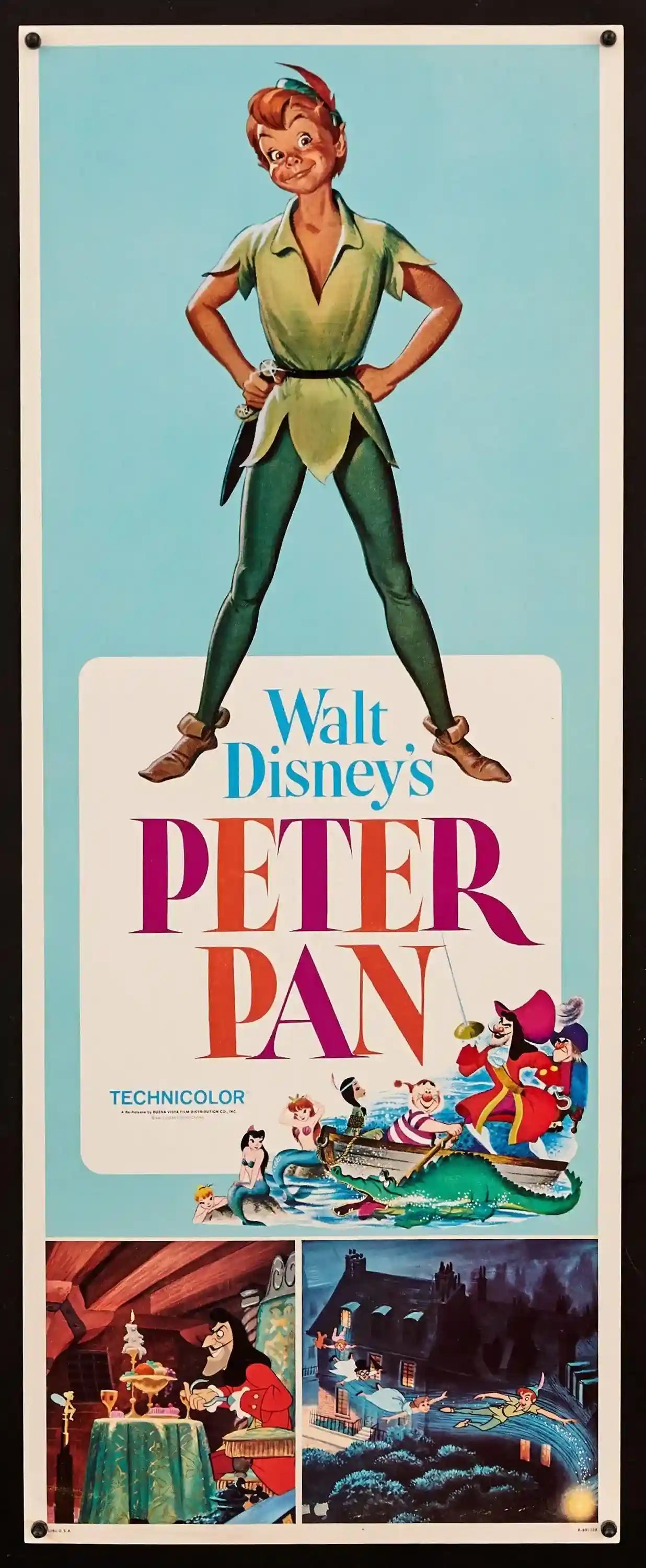Peter Pan Movie Poster 1969 RI Insert (14x36)