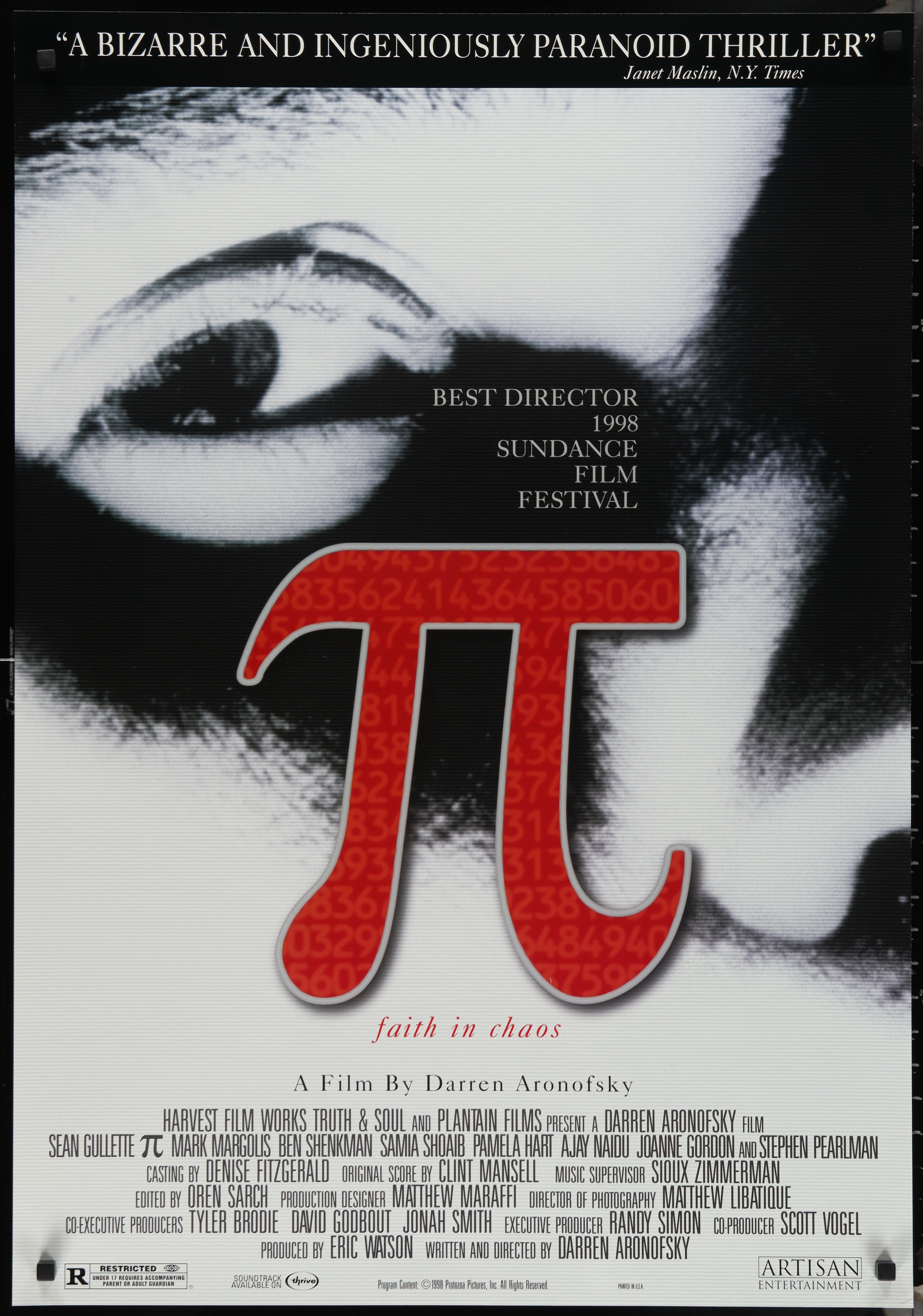Pi Movie Poster 1998 1 Sheet (27x41)