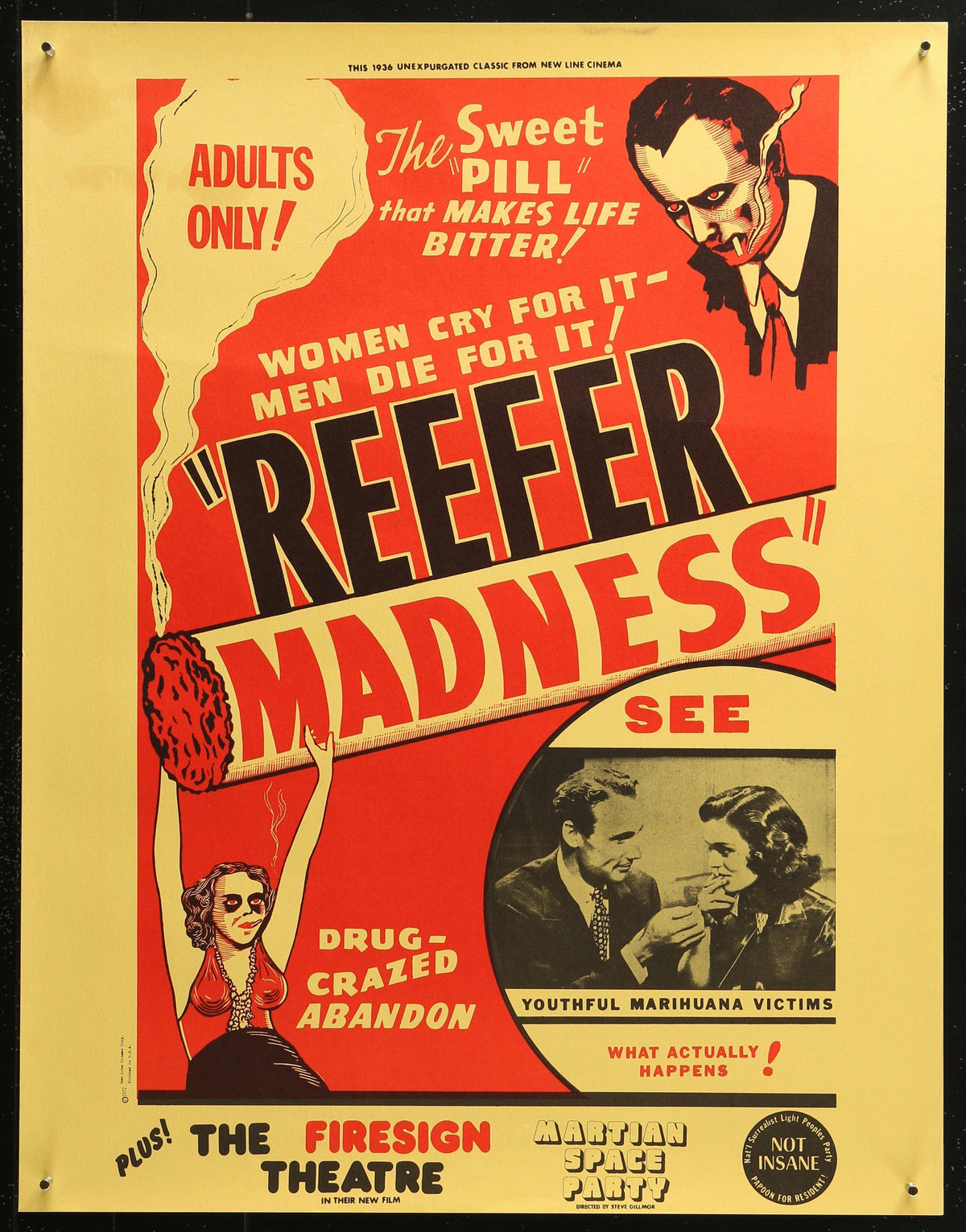 Reefer Madness Movie Poster 1972 RI 17x22
