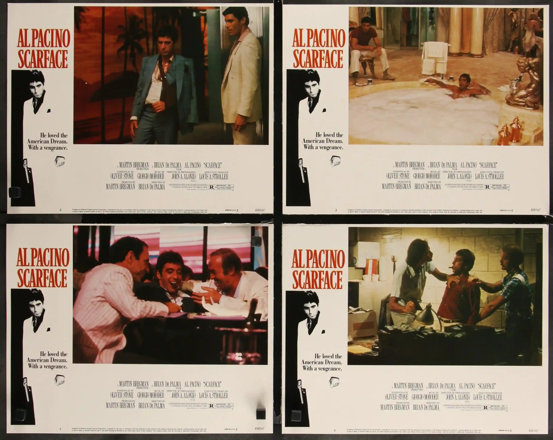Scarface Movie Poster 1983 Lobby Card Set (8-11x14)