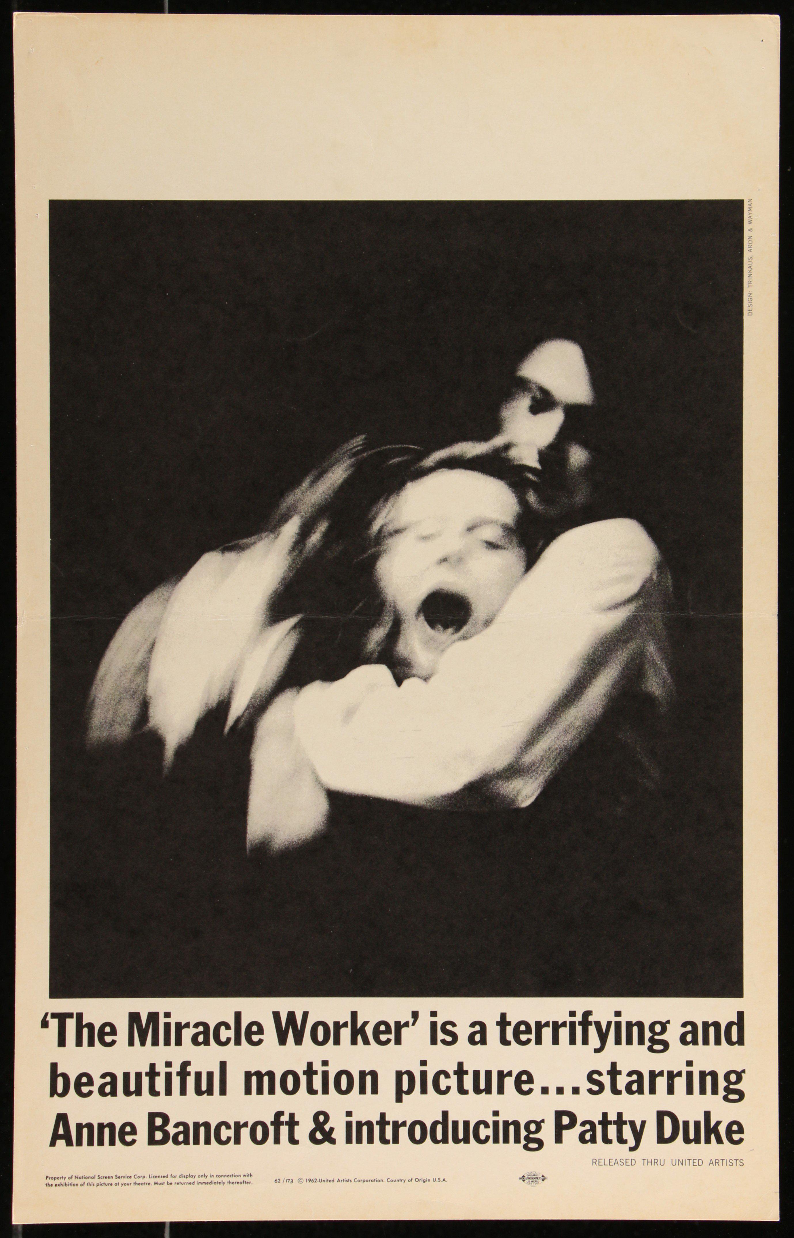 The Miracle Worker Movie Poster 1962 Window Card (14x22)