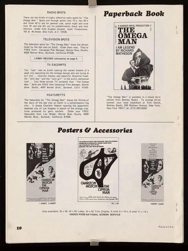 The Omega Man Movie Poster 1971 Pressbook