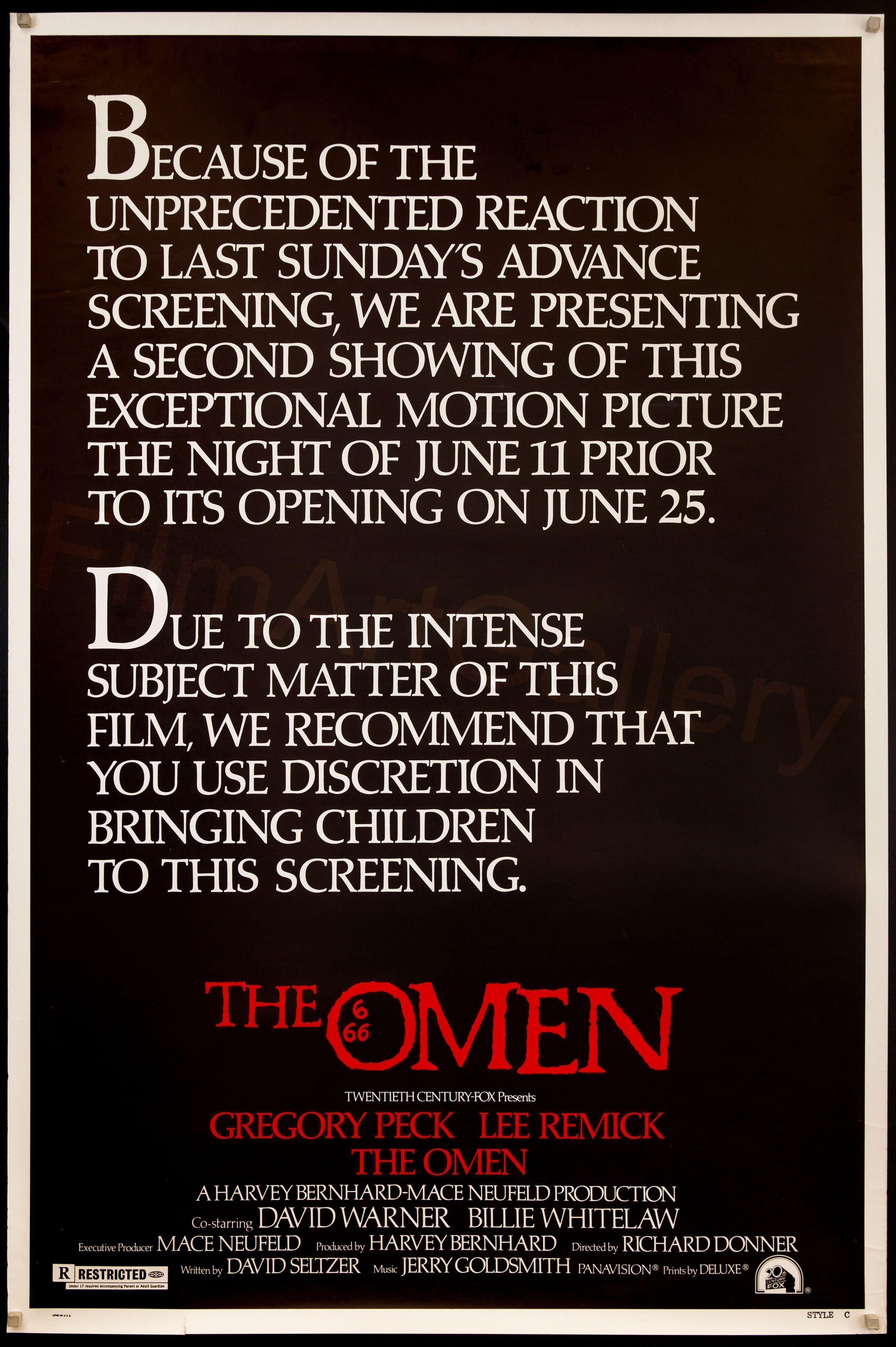 The Omen Movie Poster 1976 40x60