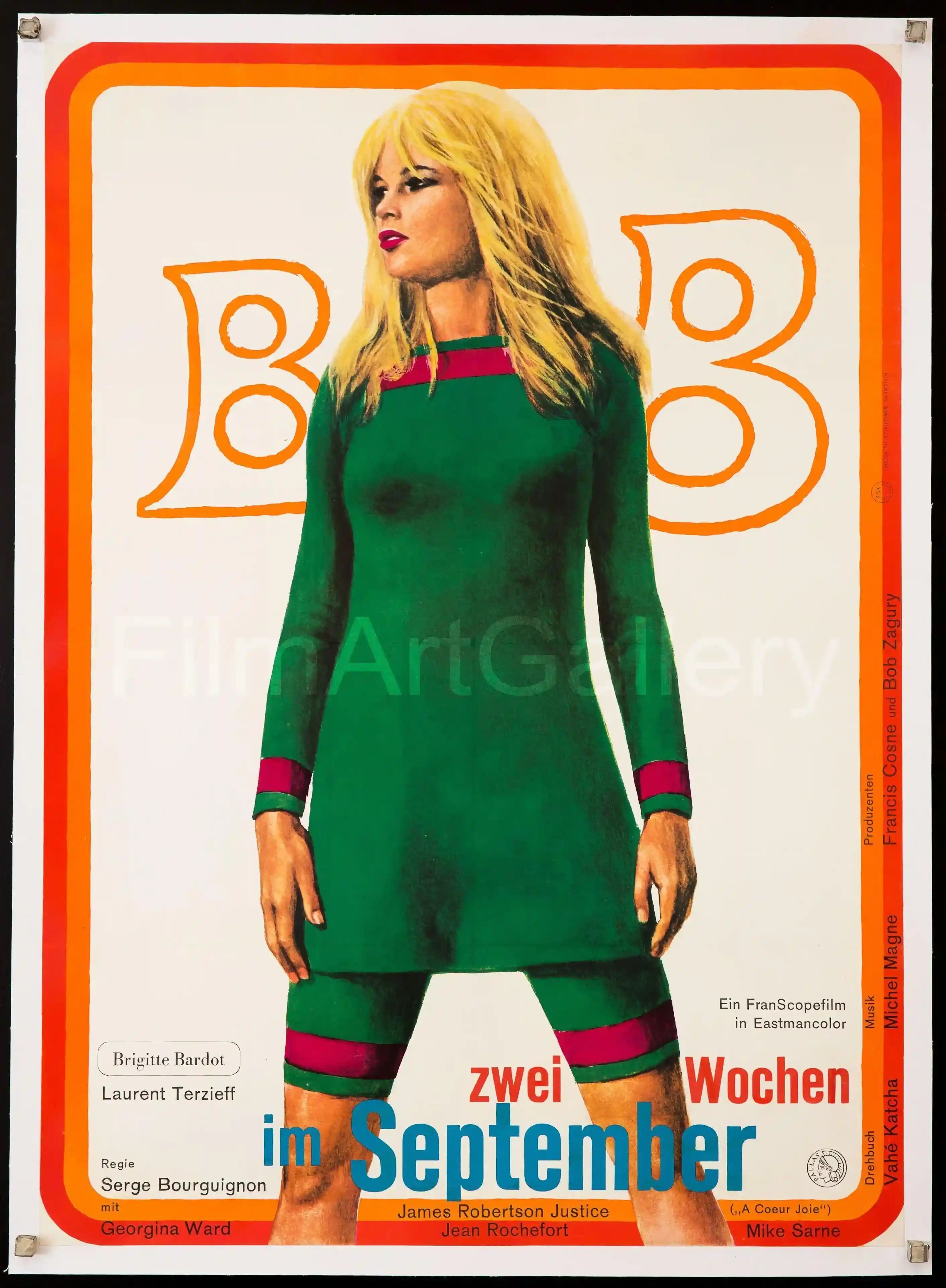 Two Weeks In September (A Coeur Joie) Movie Poster 1967 German A1