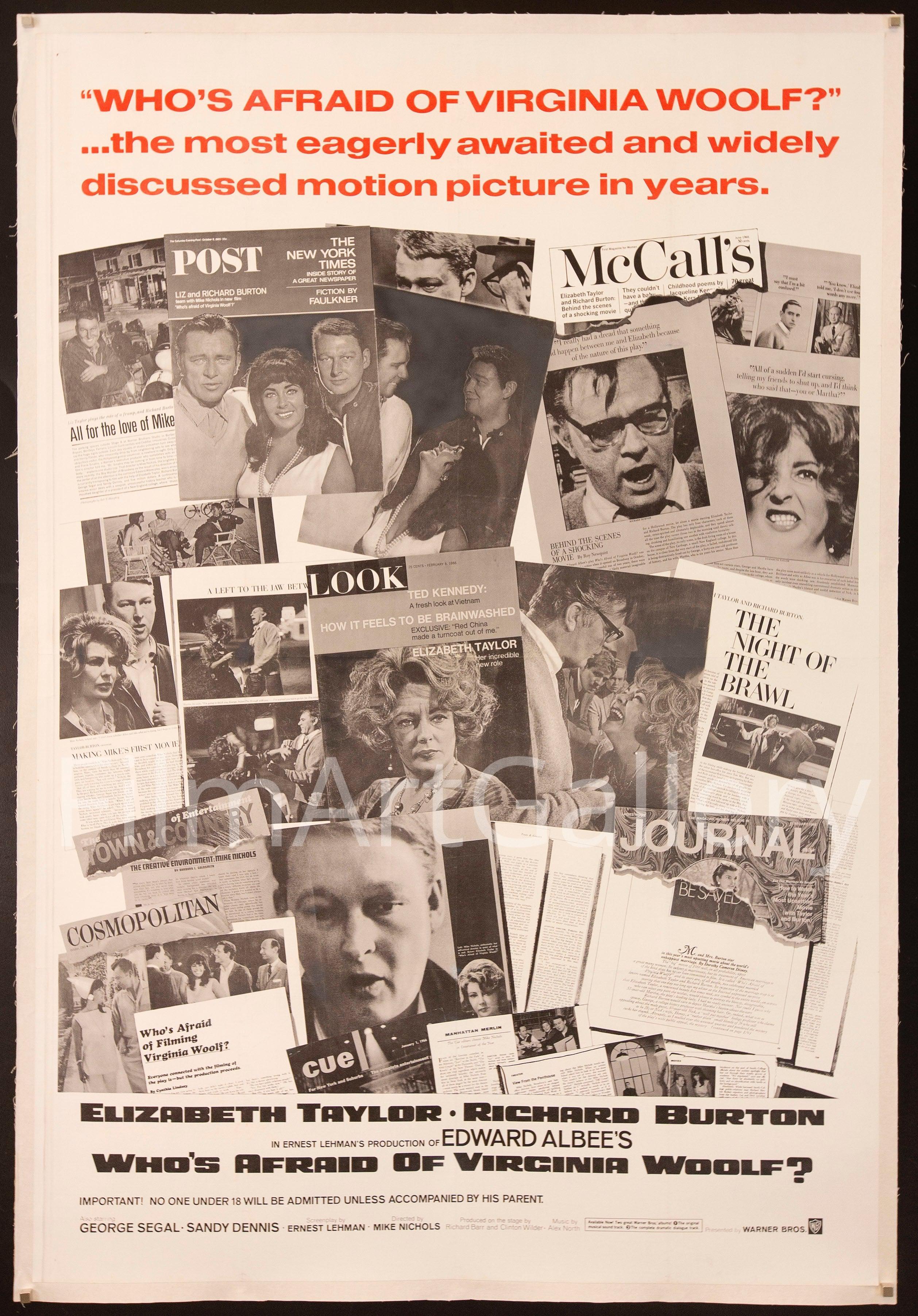 Who's Afraid of Virginia Woolf Movie Poster 1966 40x60