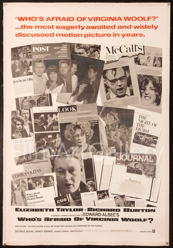 Who's Afraid of Virginia Woolf Movie Poster 1966 40x60