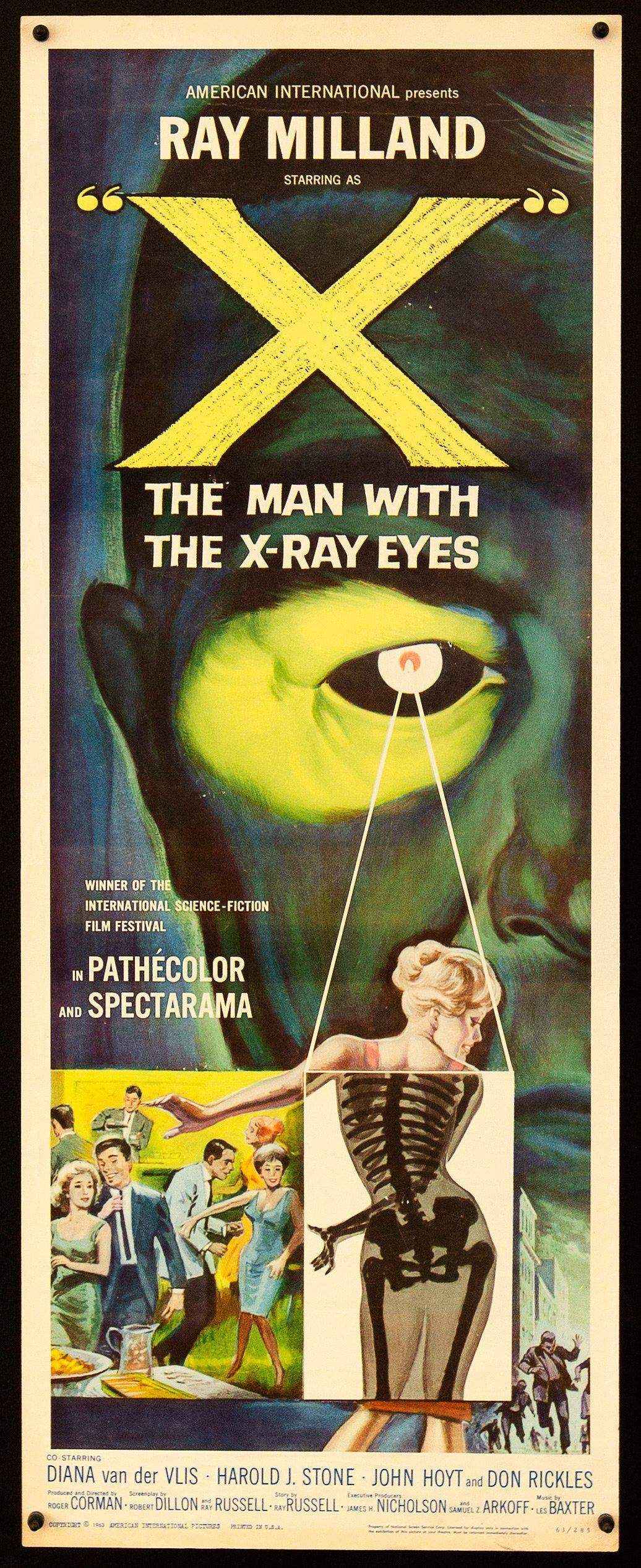 X The Man With The X Ray Eyes Movie Poster 1963 Insert 14x36