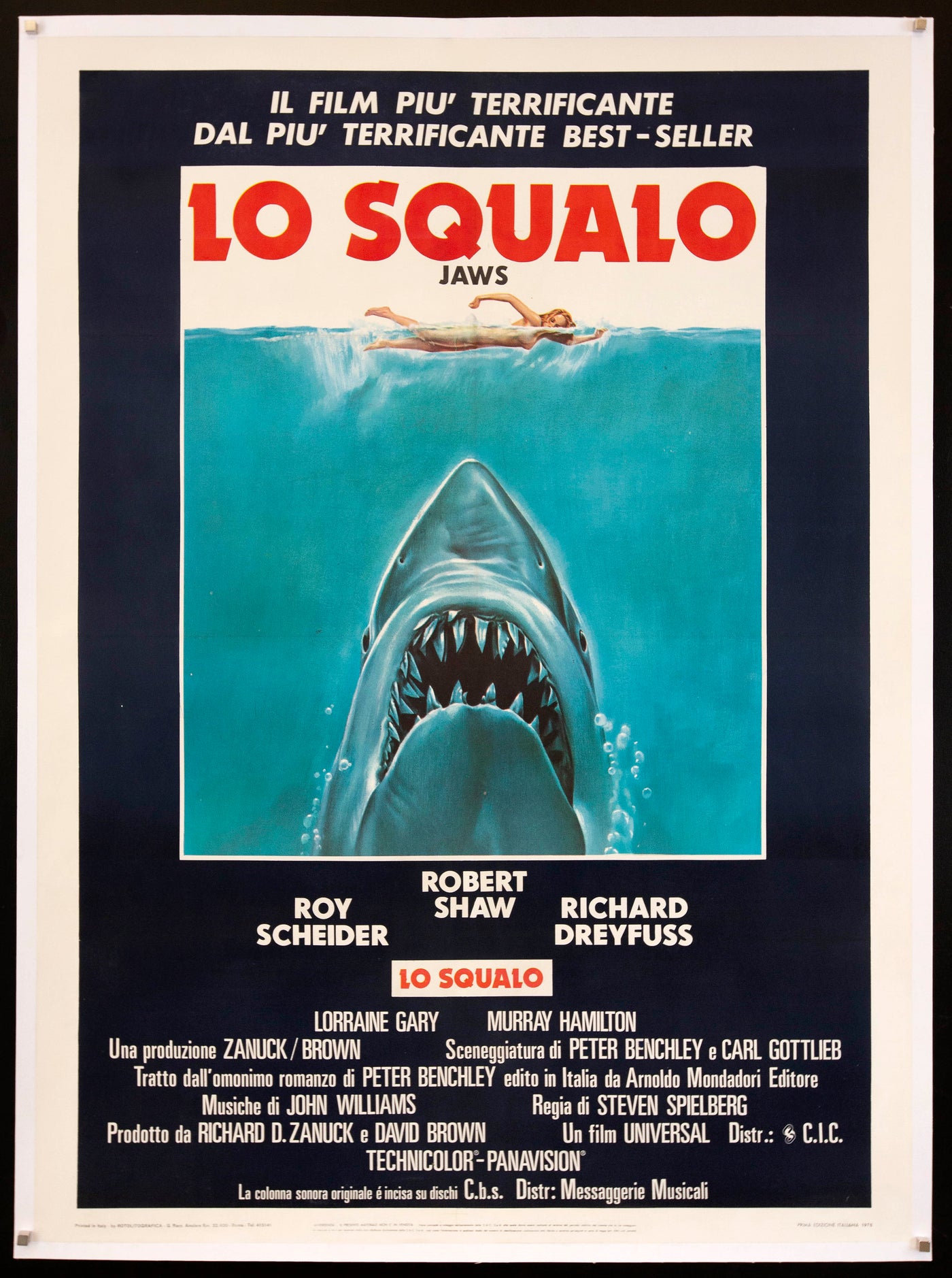 Jaws Movie Poster 1975 Italian 2 Foglio (39x55)